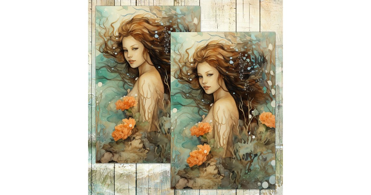 SEA MAIDEN MERMAID DECOUPAGE TISSUE PAPER | Zazzle
