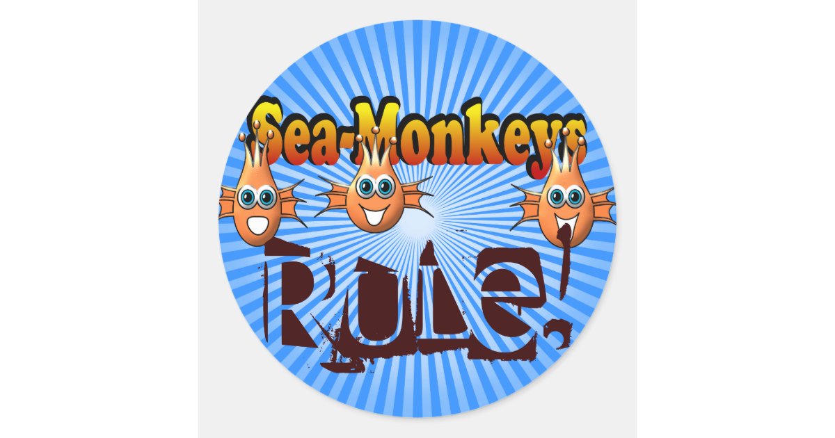 Sea Monkeys Monkees Design Classic Round Sticker | Zazzle