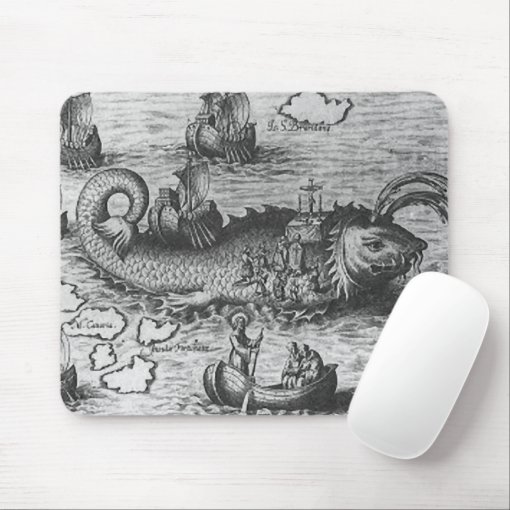 Sea Monster/Creature/Kraken Mouse Pad Black/White | Zazzle