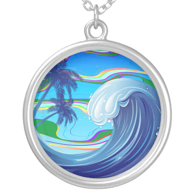 Sea Ocean big Wave Water necklace | Zazzle