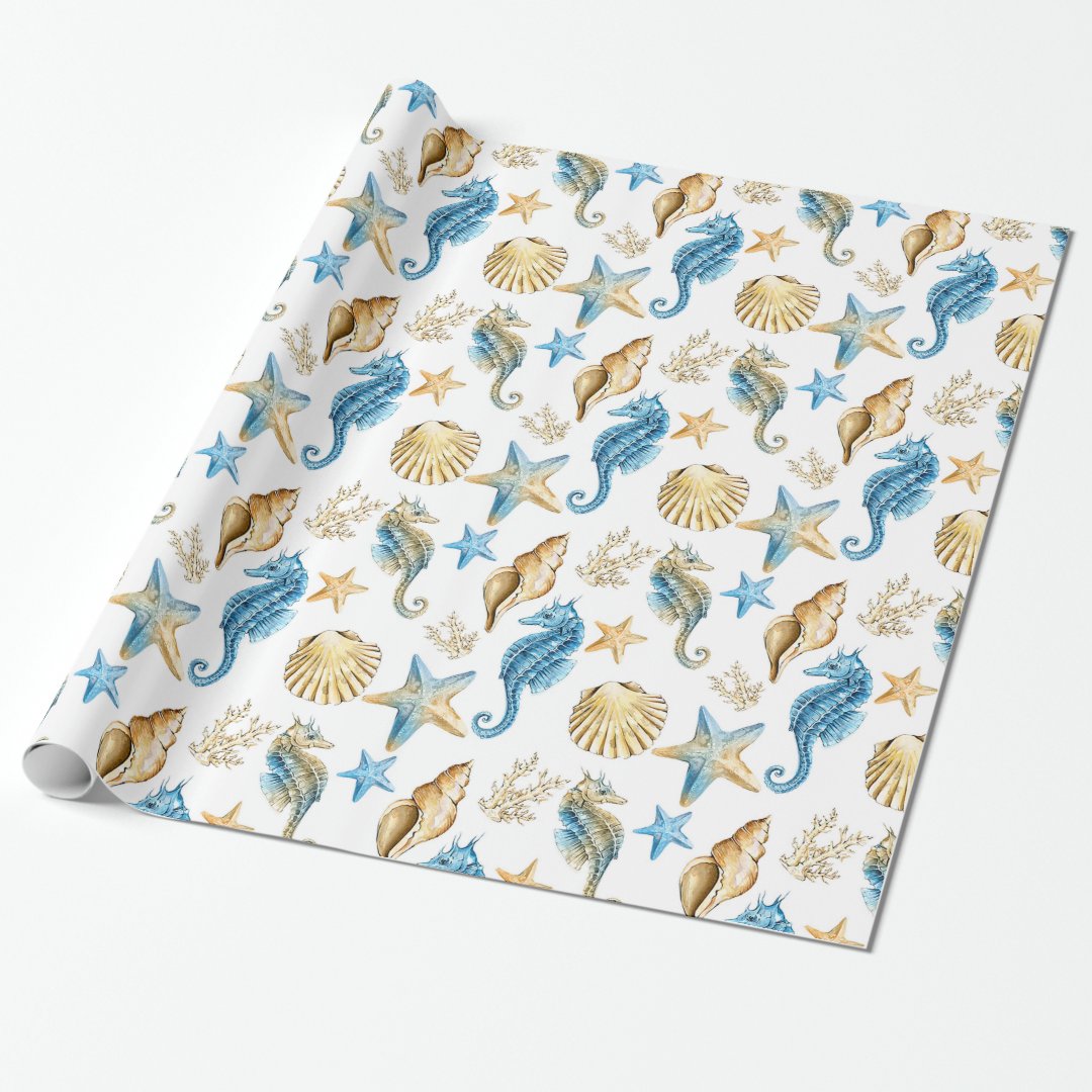 Sea & ocean pattern wrapping paper | Zazzle