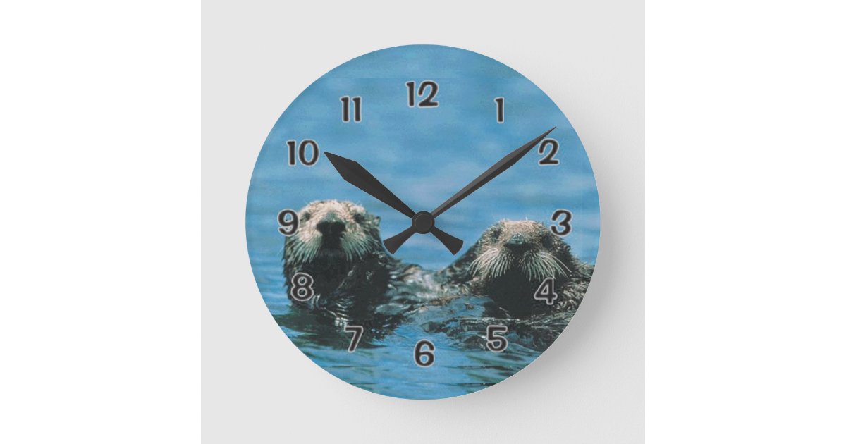 Sea Otters Round Clock | Zazzle