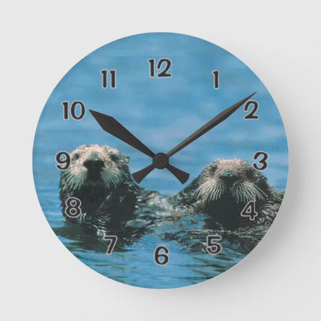 Sea Otters Round Clock | Zazzle