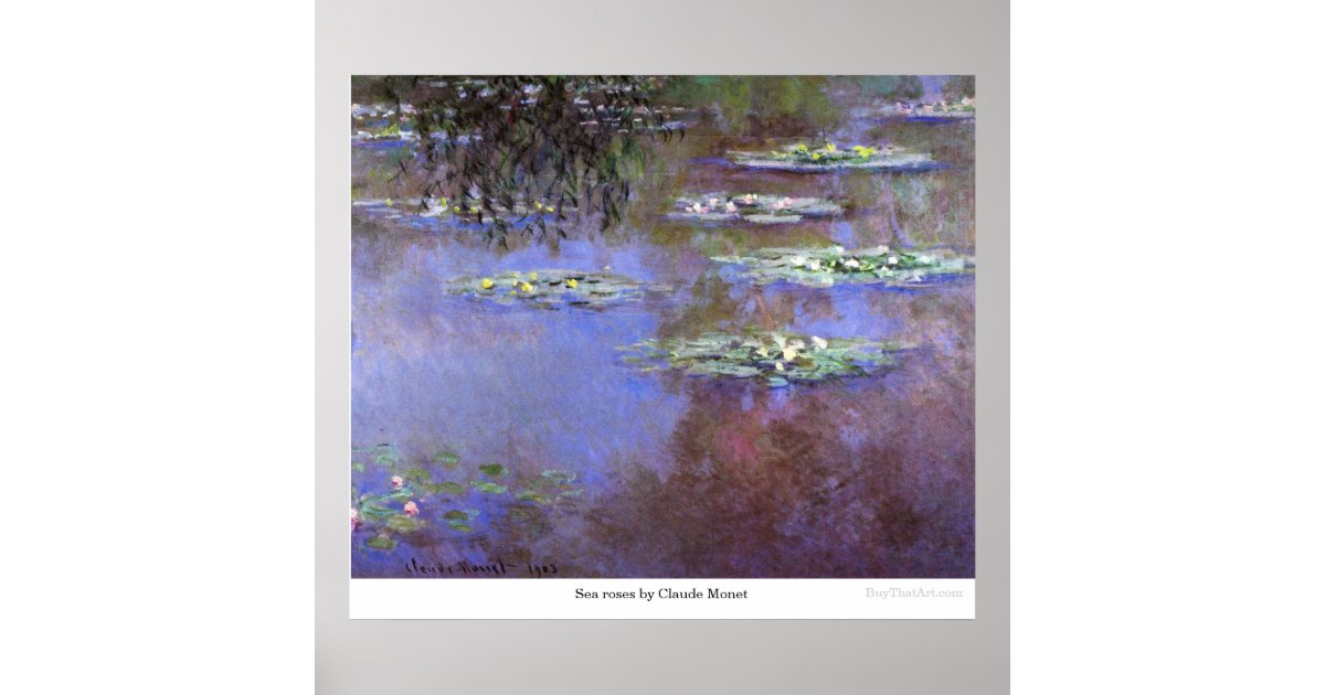 Sea roses by Claude Monet Poster | Zazzle