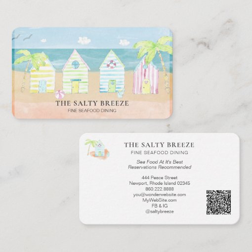 Sea Shacks Sand Bucket Palm Dining Beach Business Card | Zazzle