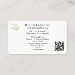 Sea Shacks Sand Bucket Palm Dining Beach Business Card | Zazzle