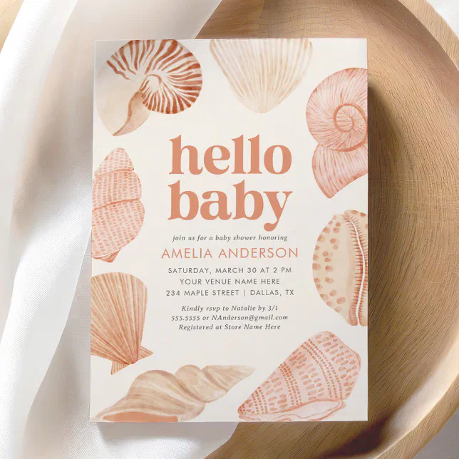 Sea Shell Beach Baby Shower Invitation | Zazzle