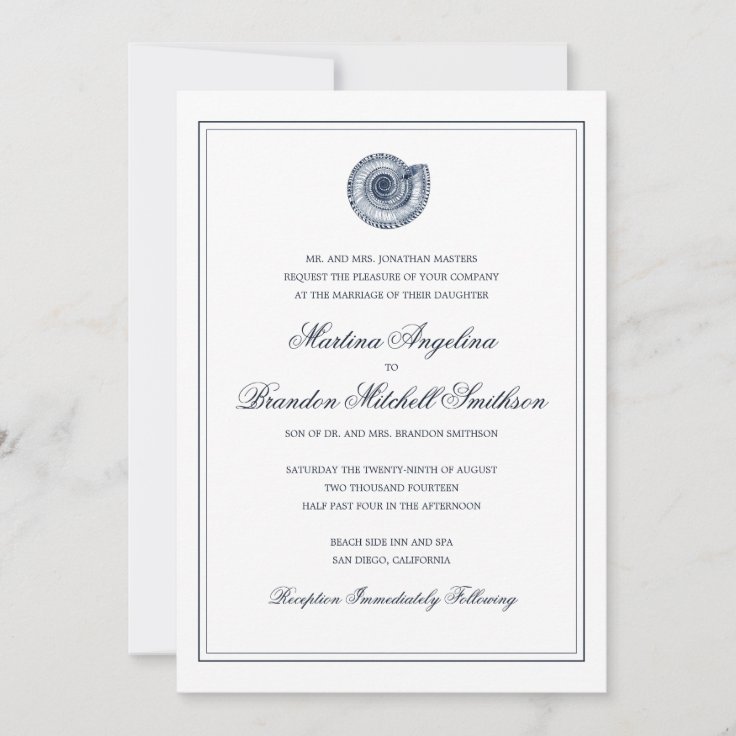 Sea Shell Beach Wedding | Traditional Invitation | Zazzle