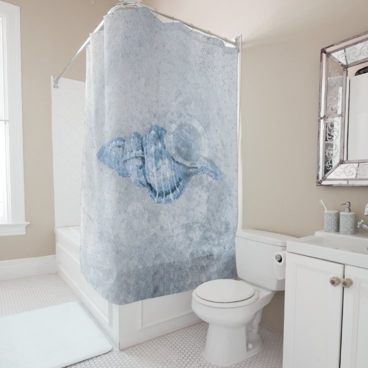 Sea Shell Blue Vintage Antique Ocean Beach Texture Shower Curtain | Zazzle