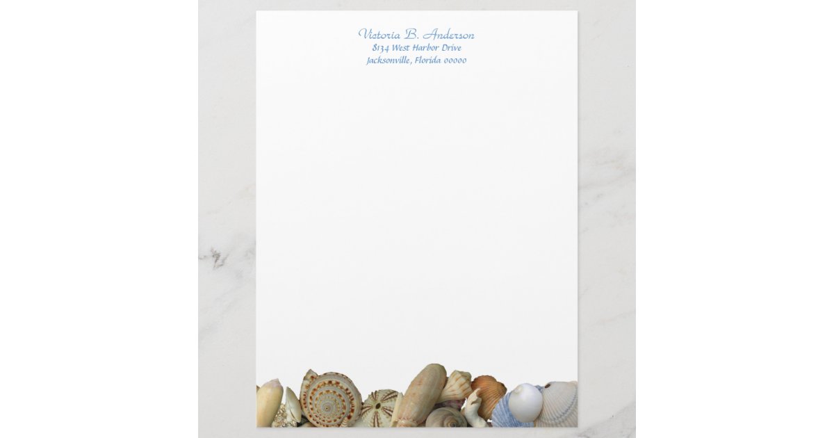 Sea Shell Border Letterhead, 2 Letterhead | Zazzle