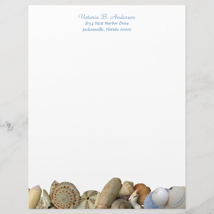 Sea Shell Border Letterhead, 2 Letterhead | Zazzle.com