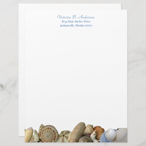 Sea Shell Border Letterhead, 2 Letterhead | Zazzle