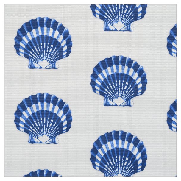 Blue and white seashells fabric | Zazzle.com