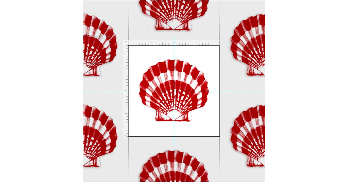 Sea Shell - deep red and white Fabric | Zazzle