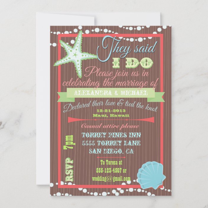 Sea Shell Post Wedding Reception Invitations Zazzle Sea Shell Post Wedding Reception Invitations Zazzle