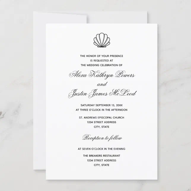 Sea Shell - Wedding Invitation | Zazzle
