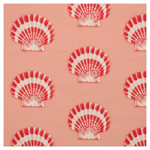 Sea shells - coral and peach fabric | Zazzle