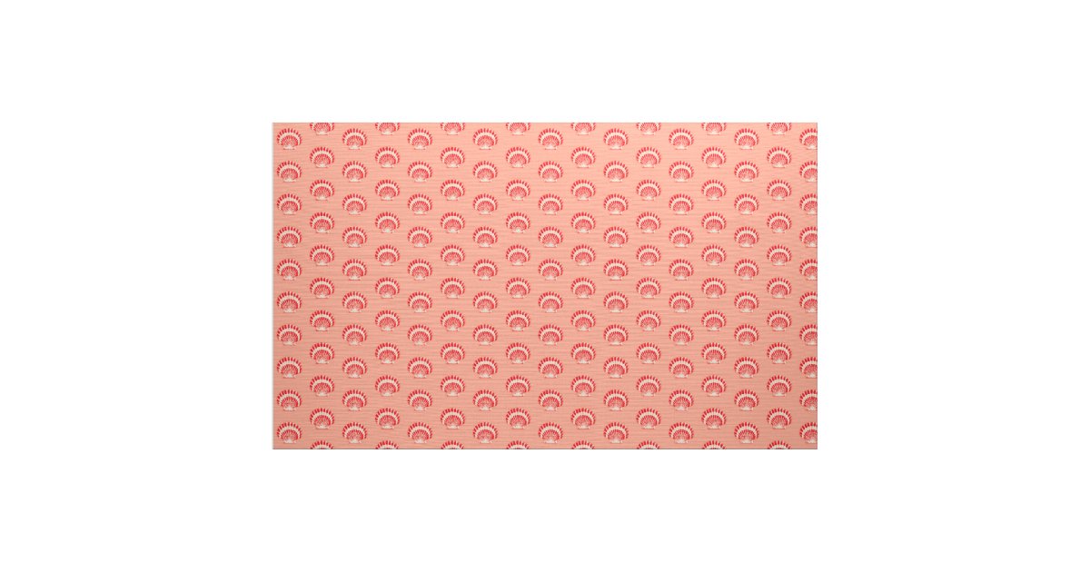 Sea shells - coral and peach fabric | Zazzle