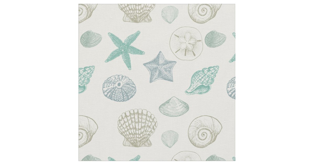 Sea Shells Fabric | Zazzle