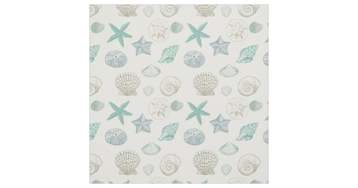 Sea Shells Fabric | Zazzle
