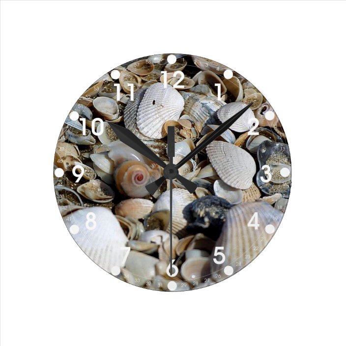 Sea Shells Medium Round Wall Clock | Zazzle.com