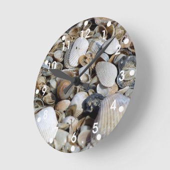 Sea Shells Medium Round Wall Clock | Zazzle