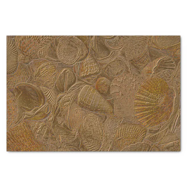 Sea Shells Ocean Beach Gold Elegant Decoupage Tissue Paper | Zazzle