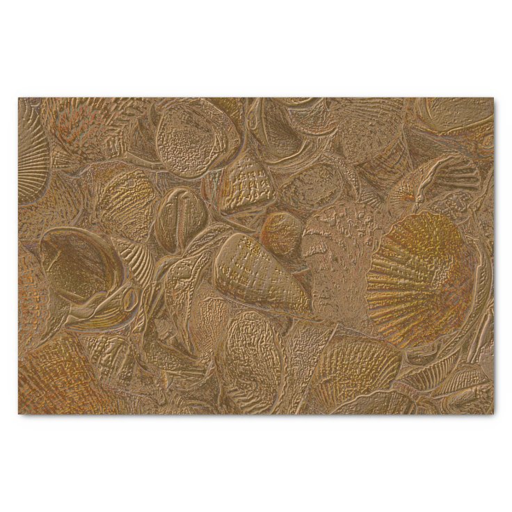 Sea Shells Ocean Beach Gold Elegant Decoupage Tissue Paper | Zazzle