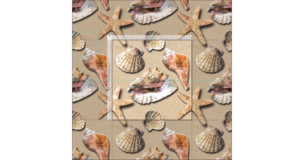 Sea Shells on Beach Sand Fabric | Zazzle