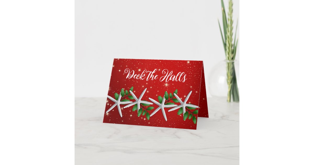 Sea Stars Twinkling Red Christmas Cards | Zazzle