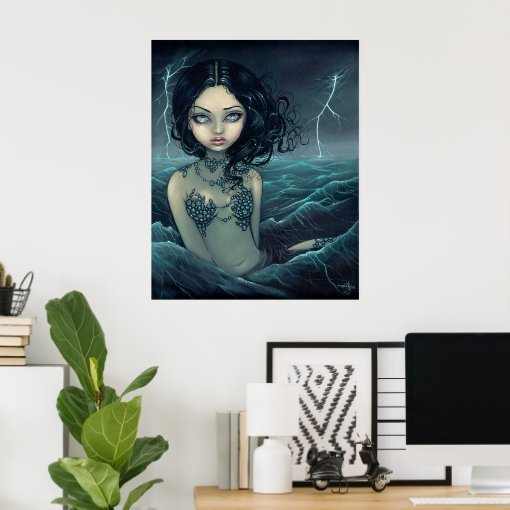 Sea Storm gothic mermaid Art Print | Zazzle