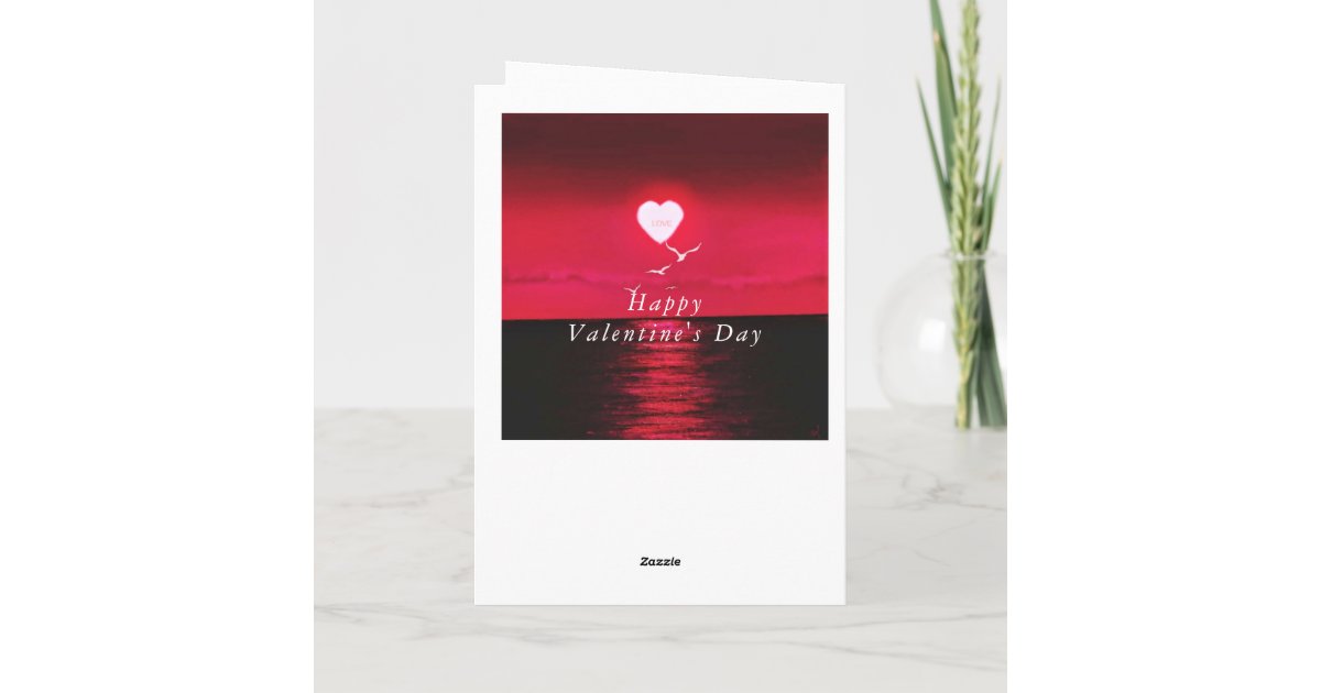 Sea Sunset Heart Love Valentine's Day Card | Zazzle