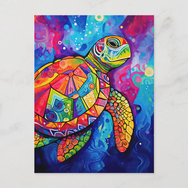 Sea Turtle Abstract Earth Day Ocean Beach Nature Postcard | Zazzle