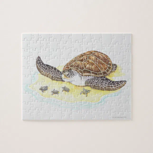 Sea Turtle and Babies Jigsaw Puzzle | Zazzle