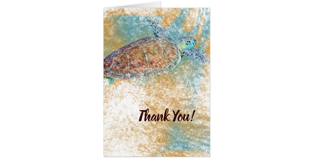 Sea Turtle Art Thank You Card | Zazzle