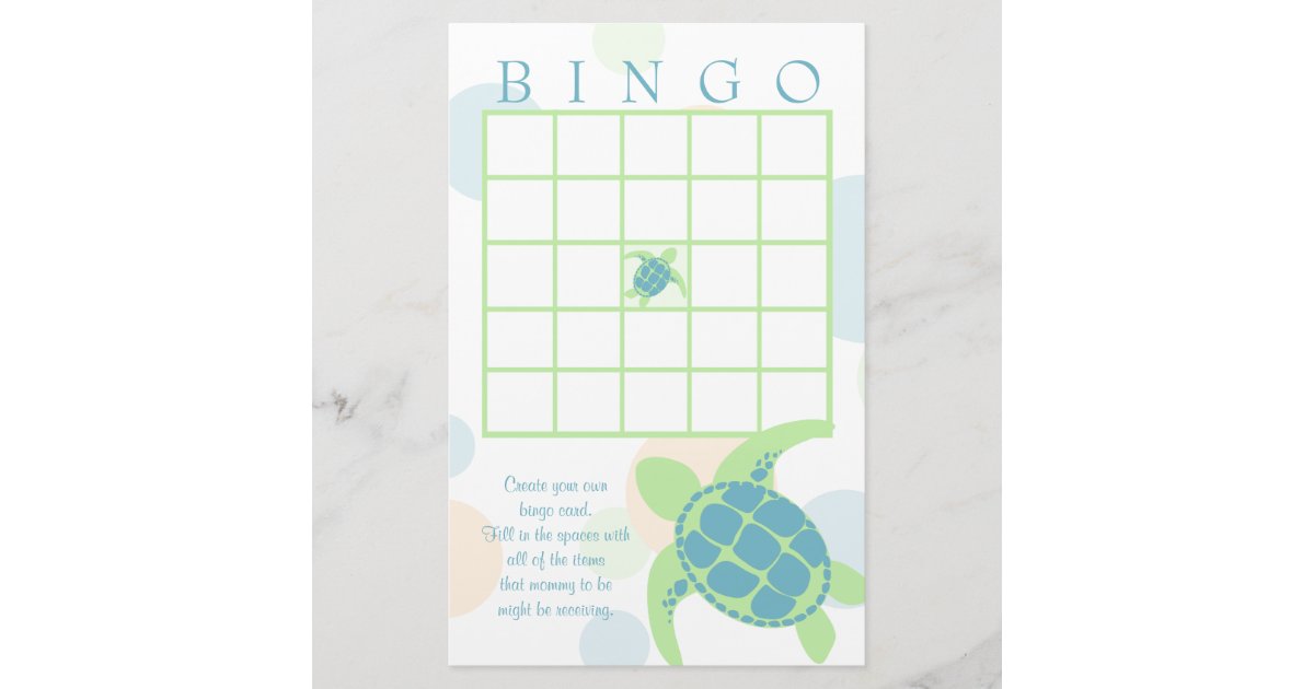 Sea Turtle Baby Shower Bingo | Zazzle