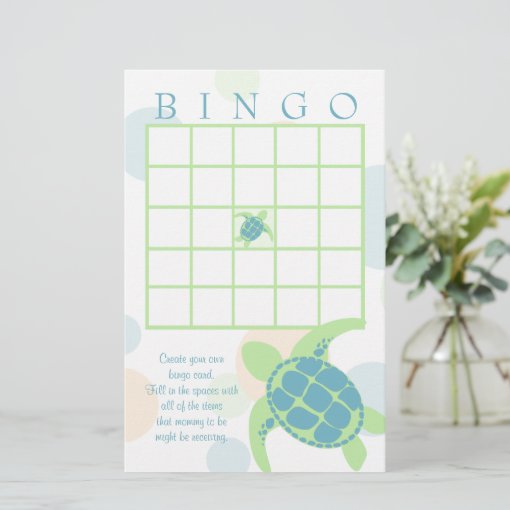 Sea Turtle Baby Shower Bingo | Zazzle