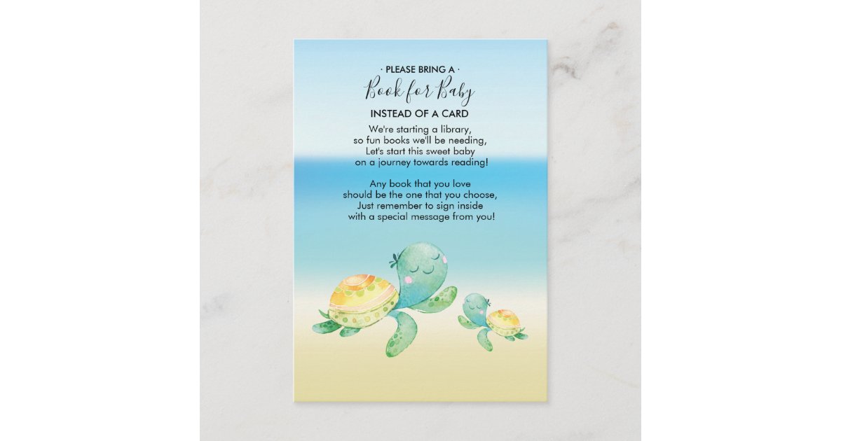 Sea Turtle Baby Shower Book for Baby Card | Zazzle