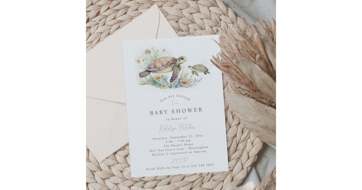 Sea Turtle Baby Shower Invitation | Zazzle
