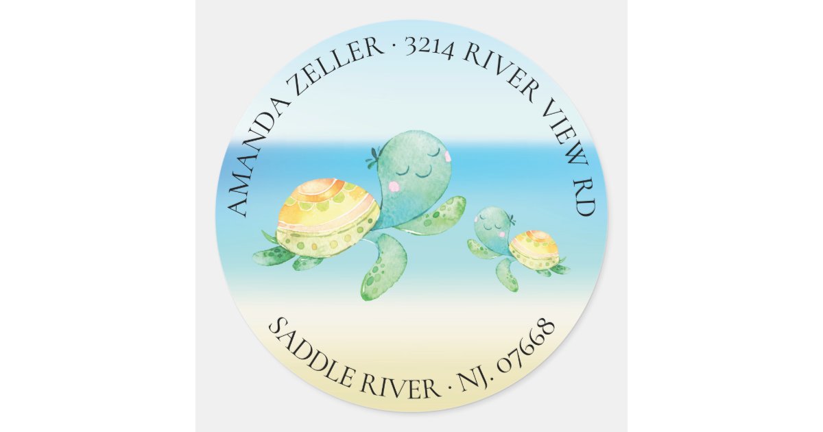Sea Turtle Baby Shower Return Address Label | Zazzle