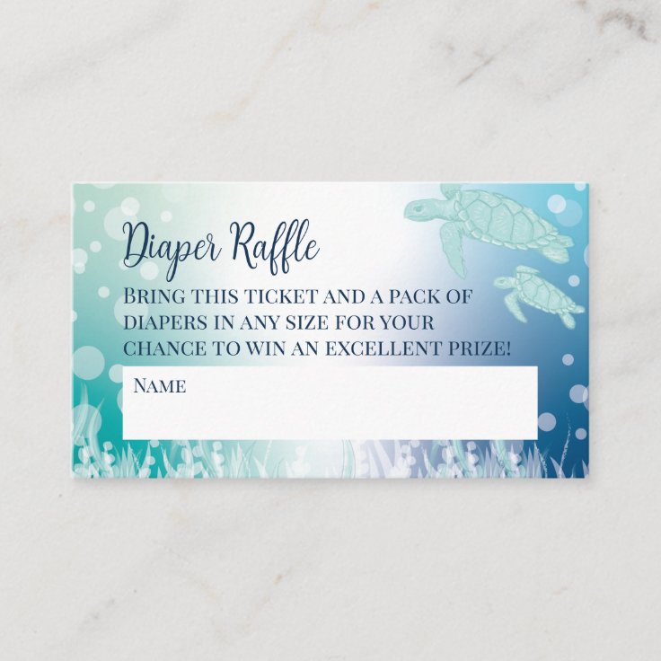 Sea Turtle Baby Shower Under the Sea Diaper Raffle Enclosure Card | Zazzle