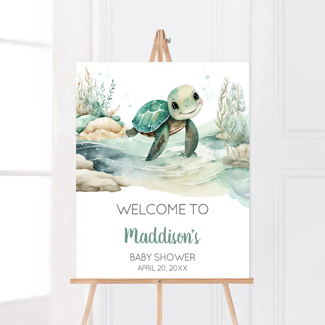 Sea Turtle Baby Shower Welcome Poster | Zazzle