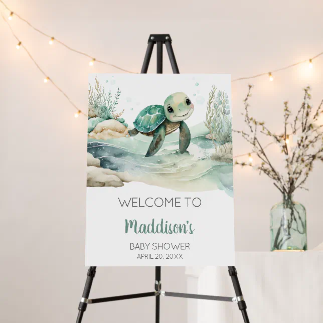 Sea Turtle Baby Shower Welcome Sign | Zazzle
