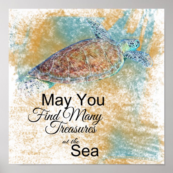 Sea Turtle Beach Art Quote Poster | Zazzle