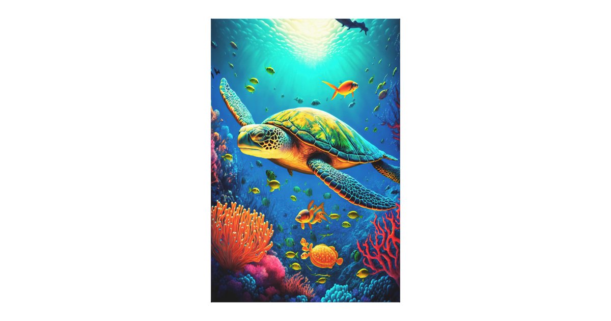 Sea Turtle Beach House Ocean Marine Life Animals Canvas Print | Zazzle