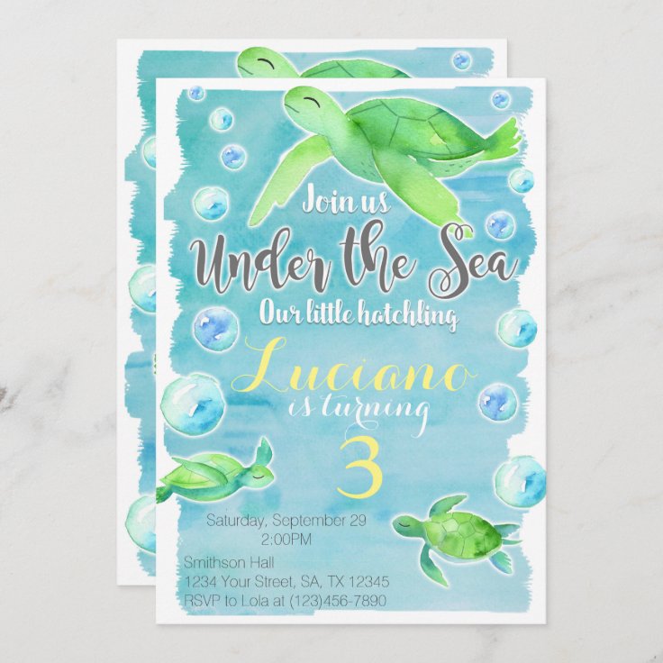 Sea Turtle Birthday Invitation | Zazzle