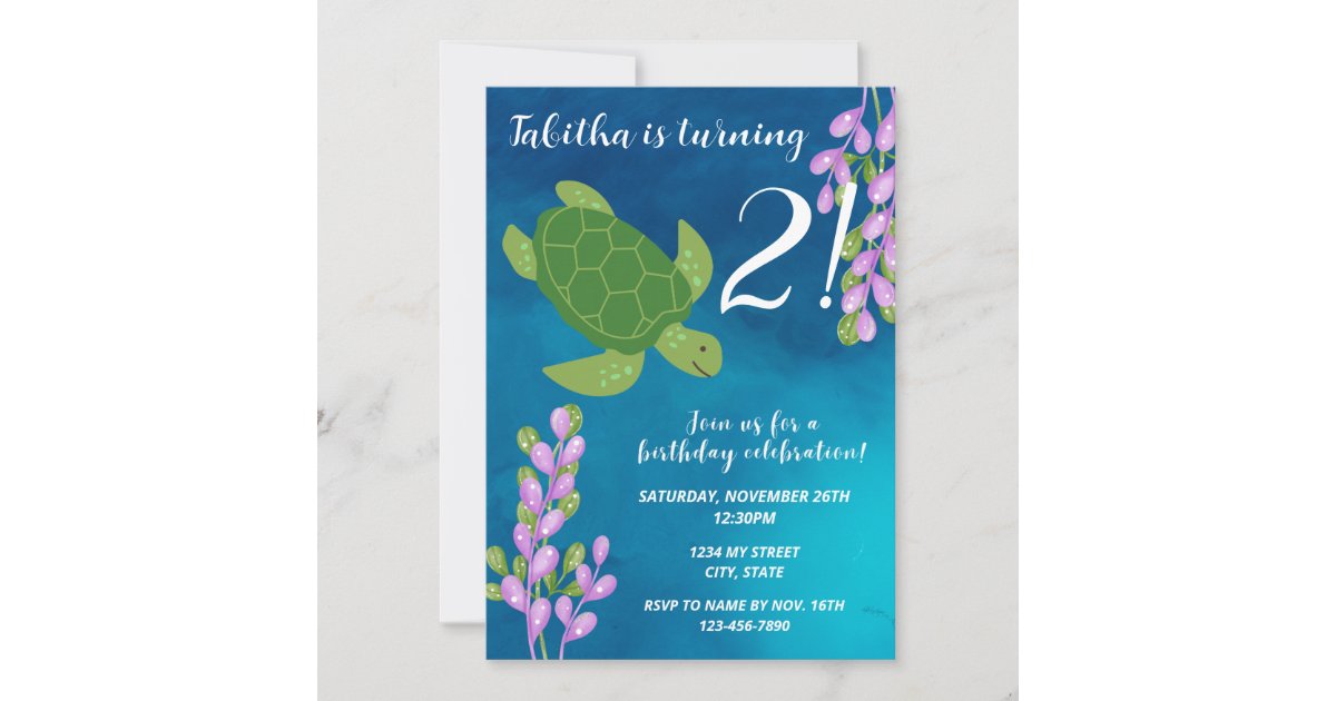 Sea Turtle Birthday Invitation | Zazzle