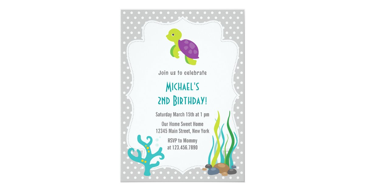 Sea Turtle Birthday Party Invitation | Zazzle.com