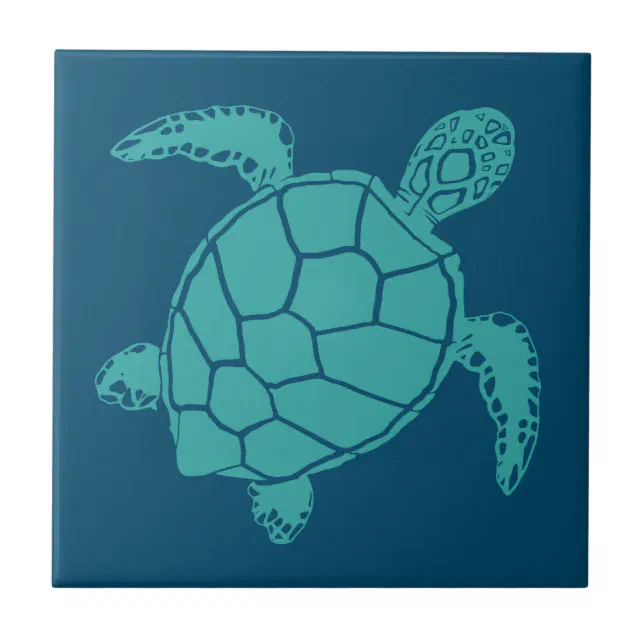Sea Turtle Blue Ceramic Tile | Zazzle