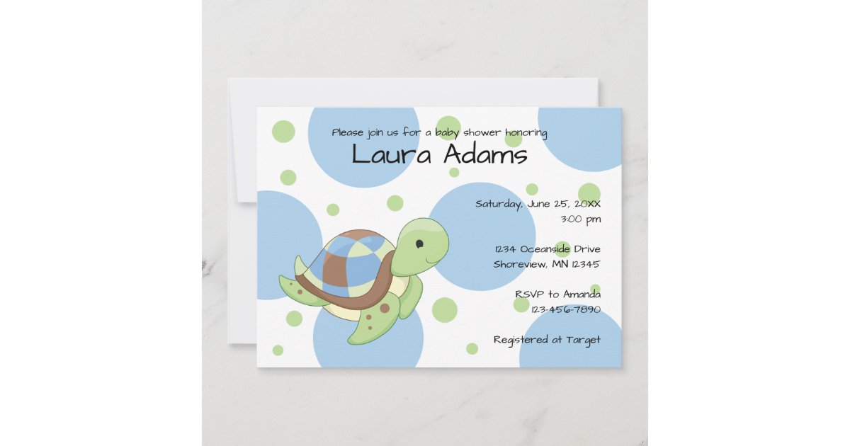 Sea Turtle Boy Baby Shower Invitations | Zazzle
